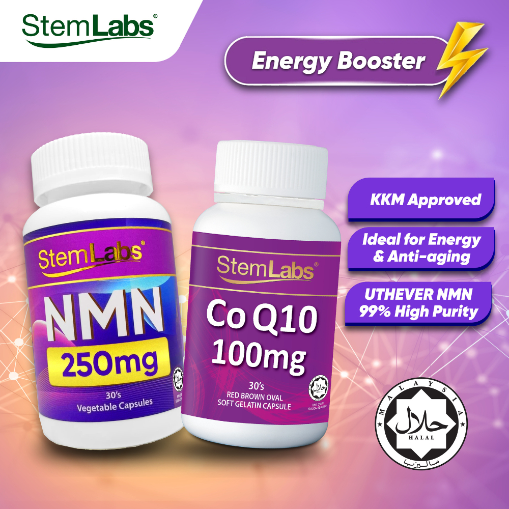 [Jakim Halal] Energy Booster Duo StemLabs CoQ10 100mg 30’s + StemLabs NMN 250mg 30’s Anti-aging ...