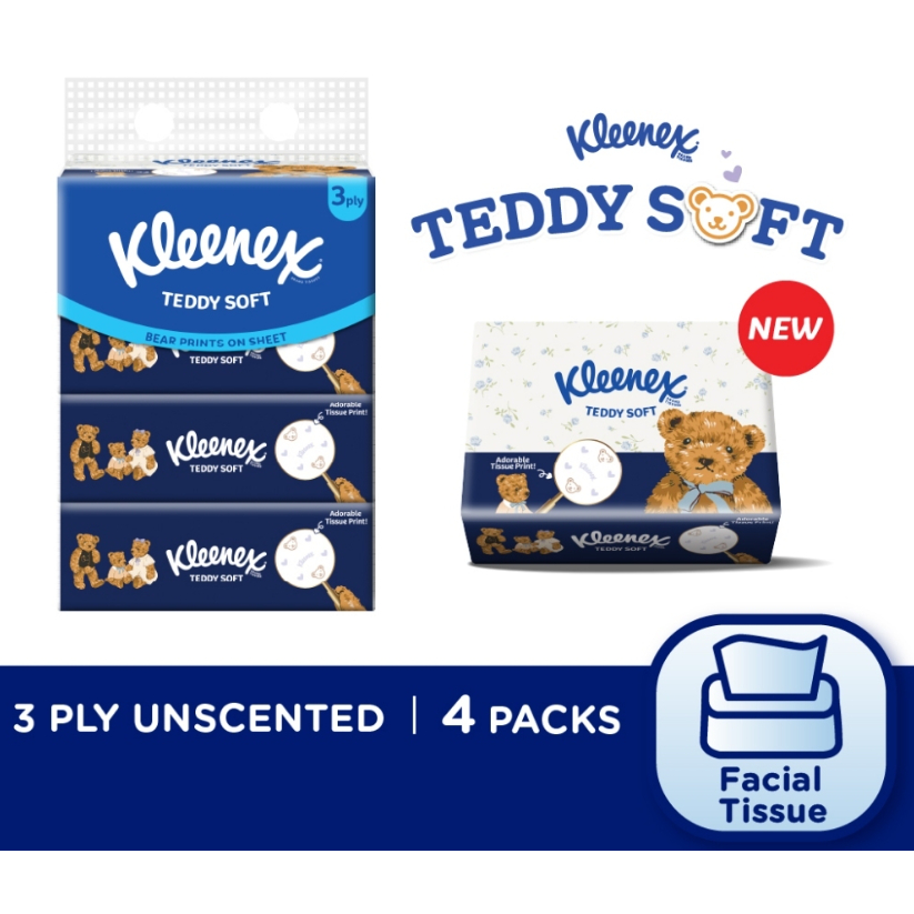 Kleenex Facial Tissue Soft Pack Teddy Soft - 3PLY (100s x 4) | Shopee ...