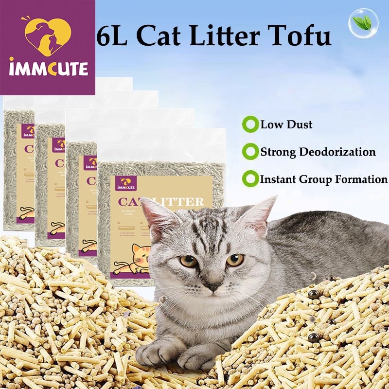 IMMCUTE Flushable Cat Litter Natural Tofu Litter Cat Toilet Kucing Fast ...