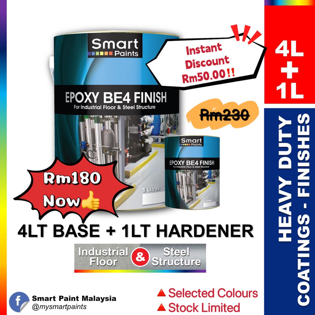 RM50 OFF‼️5L Smart BE4 Epoxy Finish (cat lantai) | Shopee Malaysia