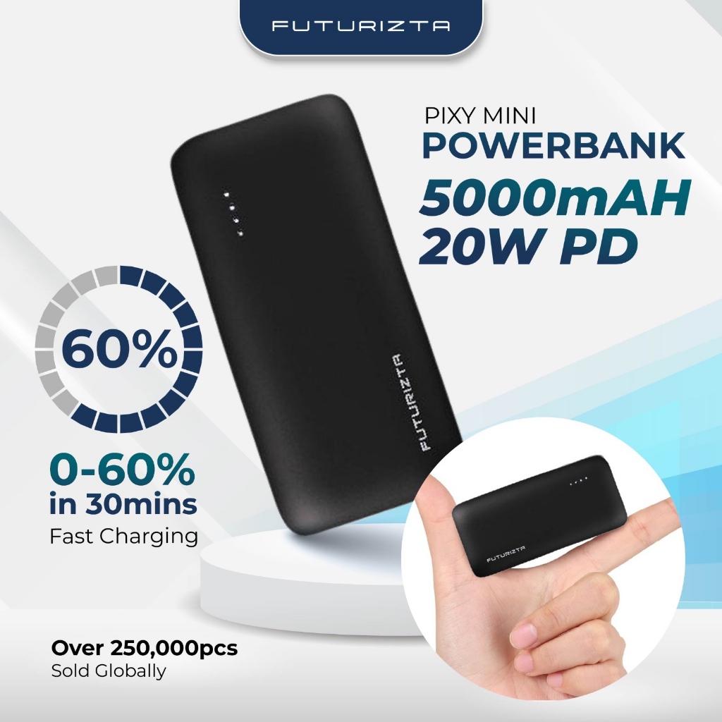 Futurizta Pixy Mini Quick Charge Compact Travel Pocket Size Mini Power ...