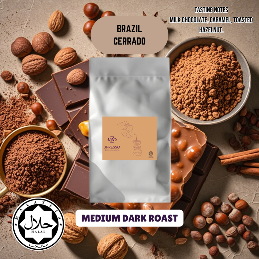 JPRESSO Coffee Bean Brazil Cerrado Genuine Arabica Single Origin Medium ...