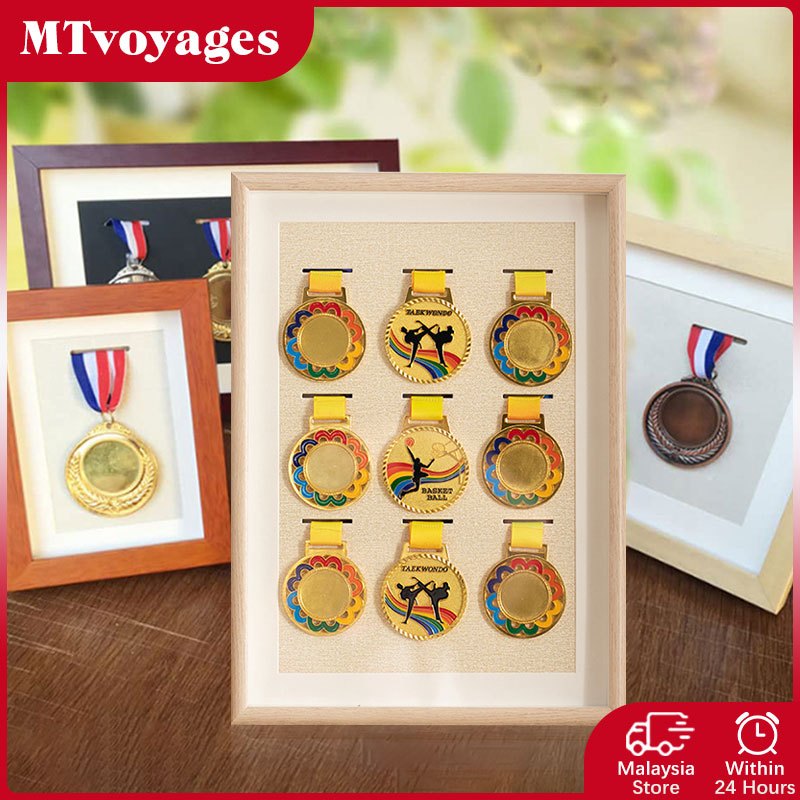 Wooden Medal Photo Frame Storage Box Medal of Honor table Hollow keep ...