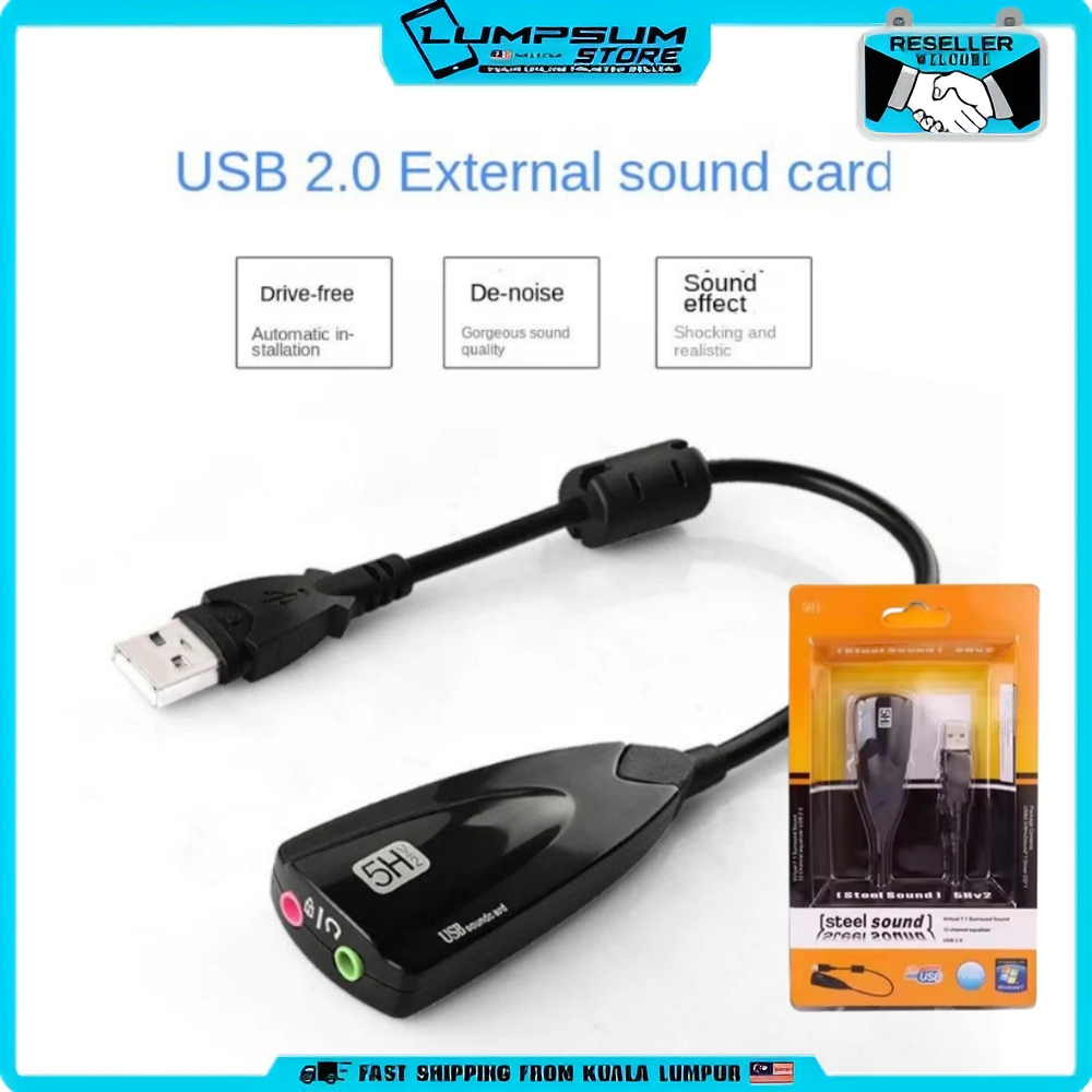 5HV2 USB 2.0 Virtual 7.1 Channel Audio External Sound Card Adapter USB to Audio | Shopee Malaysia