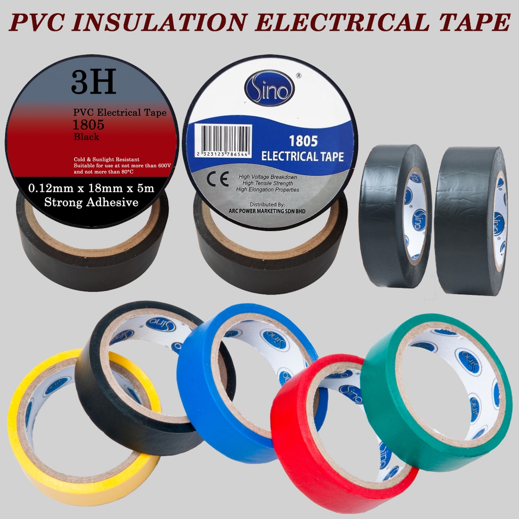 3H Sino/Kawa Pita Penebat Elektrik Lekat 18mm/24mm (Hitam) Insulation ...