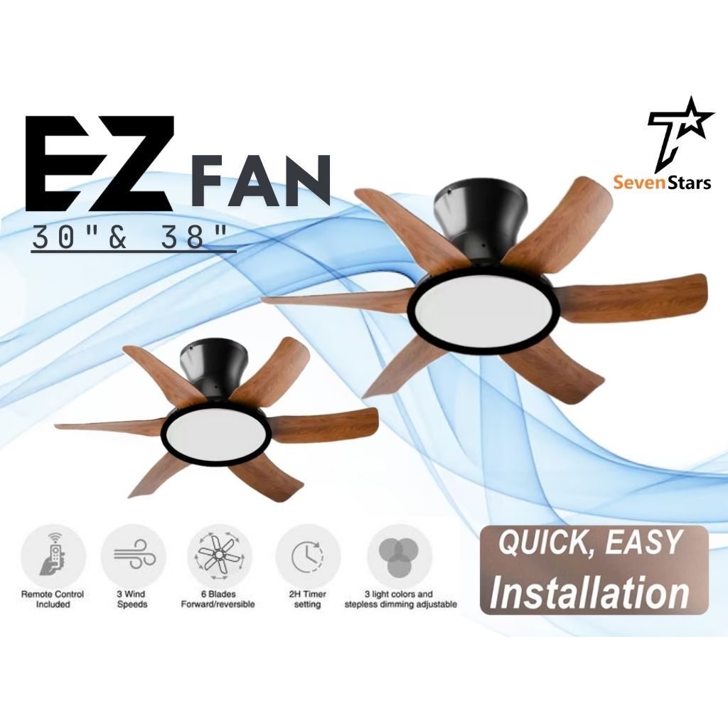 EZ fan Modern Ceiling Fan With Light 30/38 Inch ABS Fan Leaves EASY TO ...