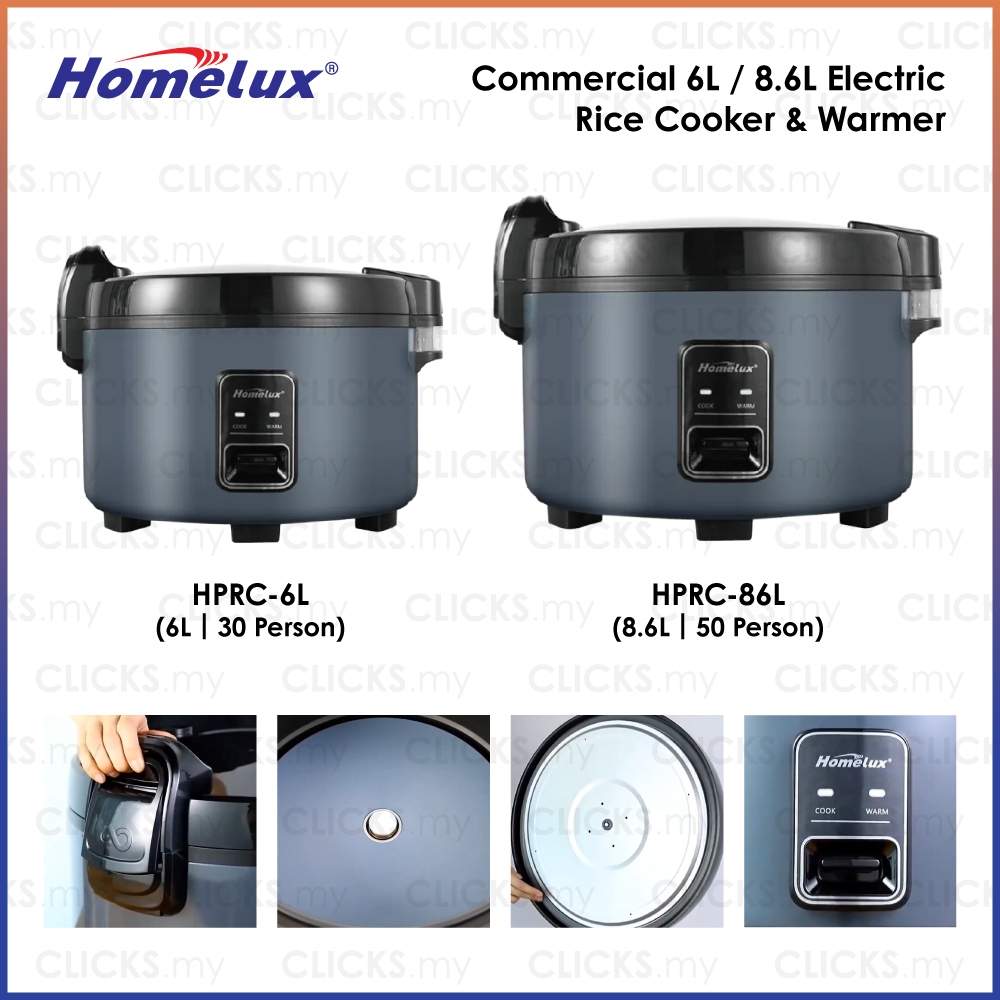 Homelux 6L | 8.6L Non Stick Commercial Electric Rice Cooker & Warmer ...