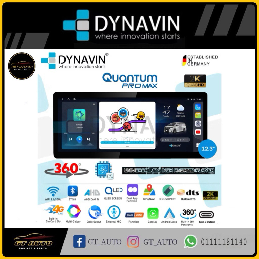 DYNAVIN QUANTUM PRO MAX SERIES 8 RAM 256 GB 2K SCREEN 12.3 INCH / 360 ...