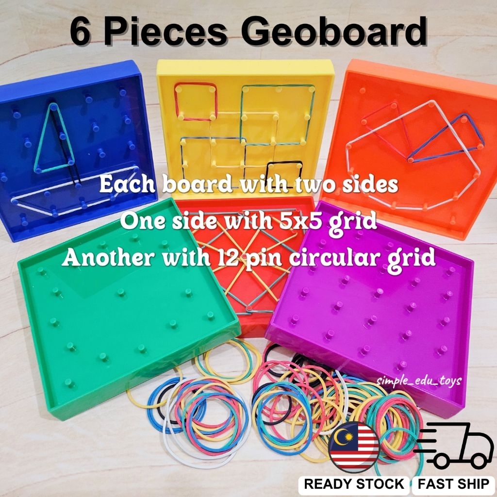 6-Pack Double-Sided Geoboard STEM Educational Toys Geometry Math ...