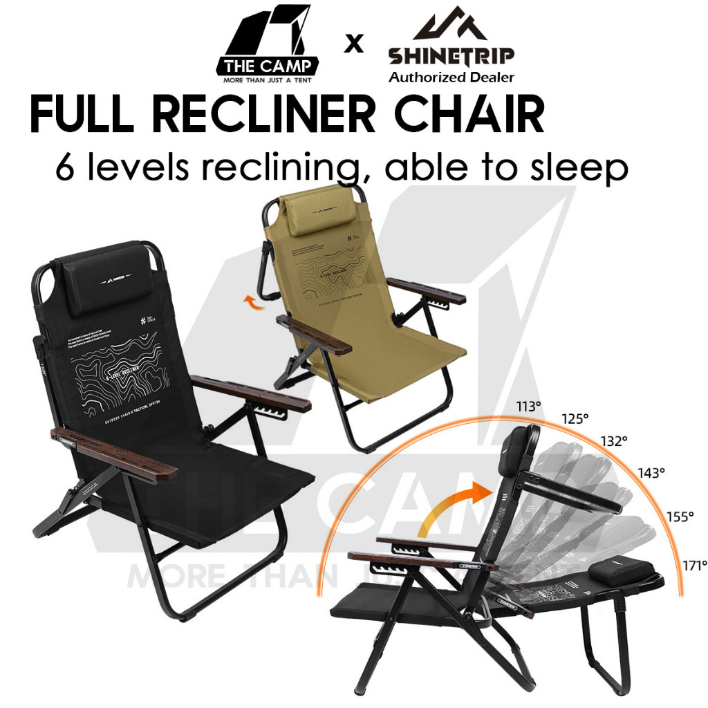 Shinetrip Full Recliner Chair Headrest 6 levels Reclining Sleeping ...