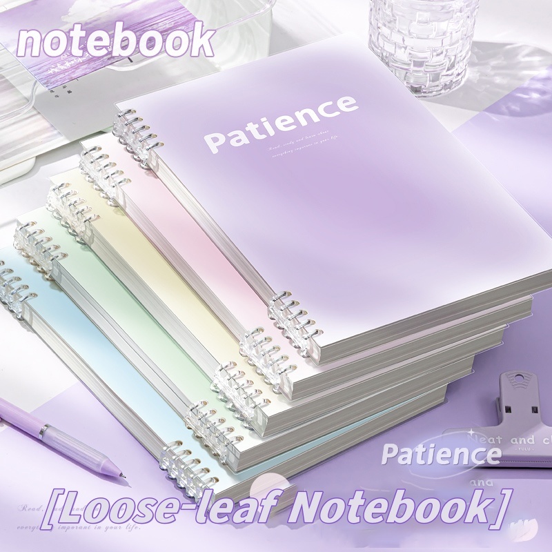 A5 B5 Replaceable Core PP Color Gradient Binder Spiral Ring Transparent ...