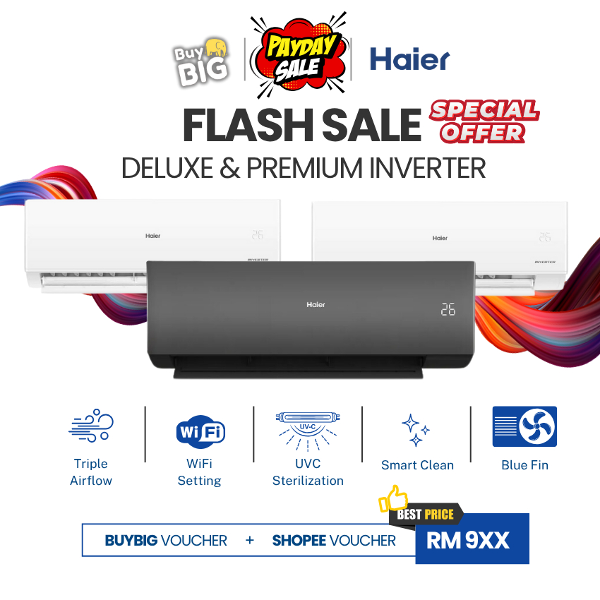 🛠️Haier Inverter 1.0HP~2.5HP R32 Air Conditioner PWP Aircond ...