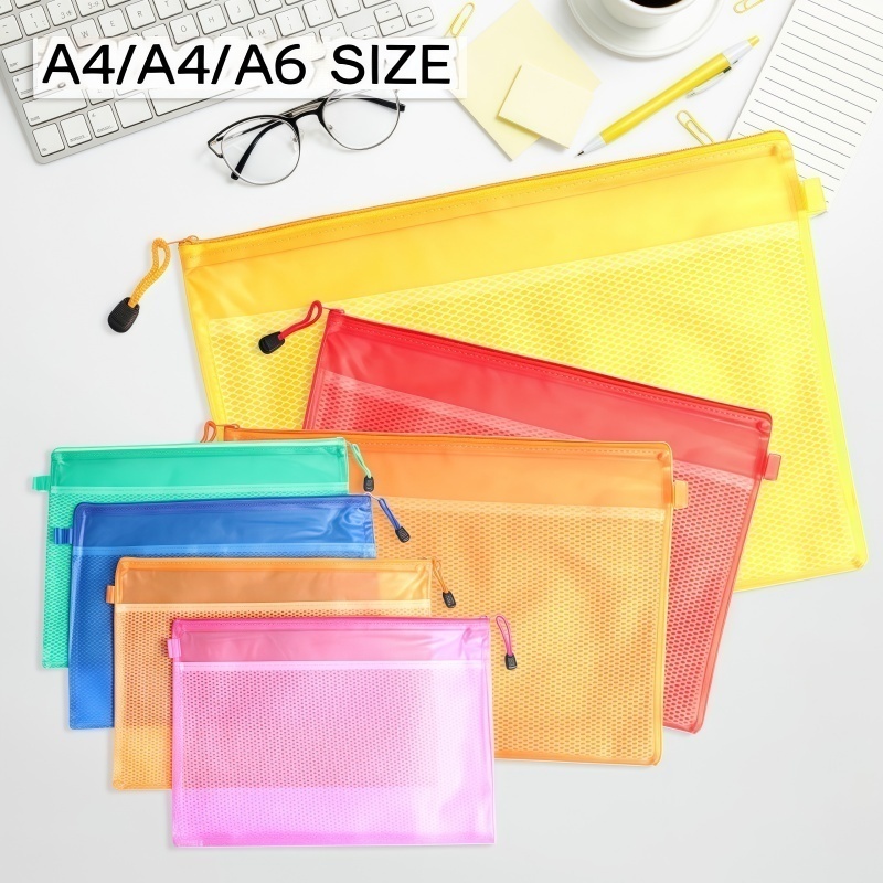 A4 A5 Zip Bag Double Layer Document File Waterproof File Organizer Big ...
