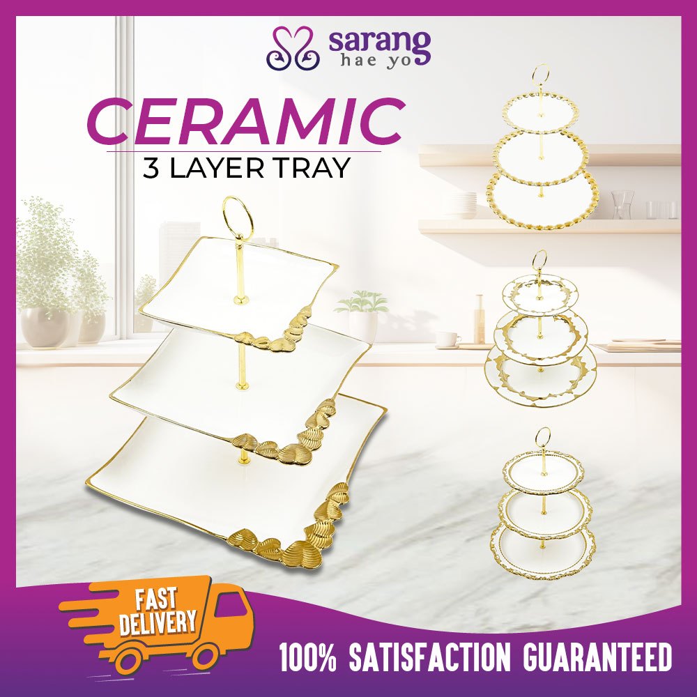 Ceramic Tray Raya 3 Layer Tray Bekas Kuih Raya Balang Kuih Balang Raya ...