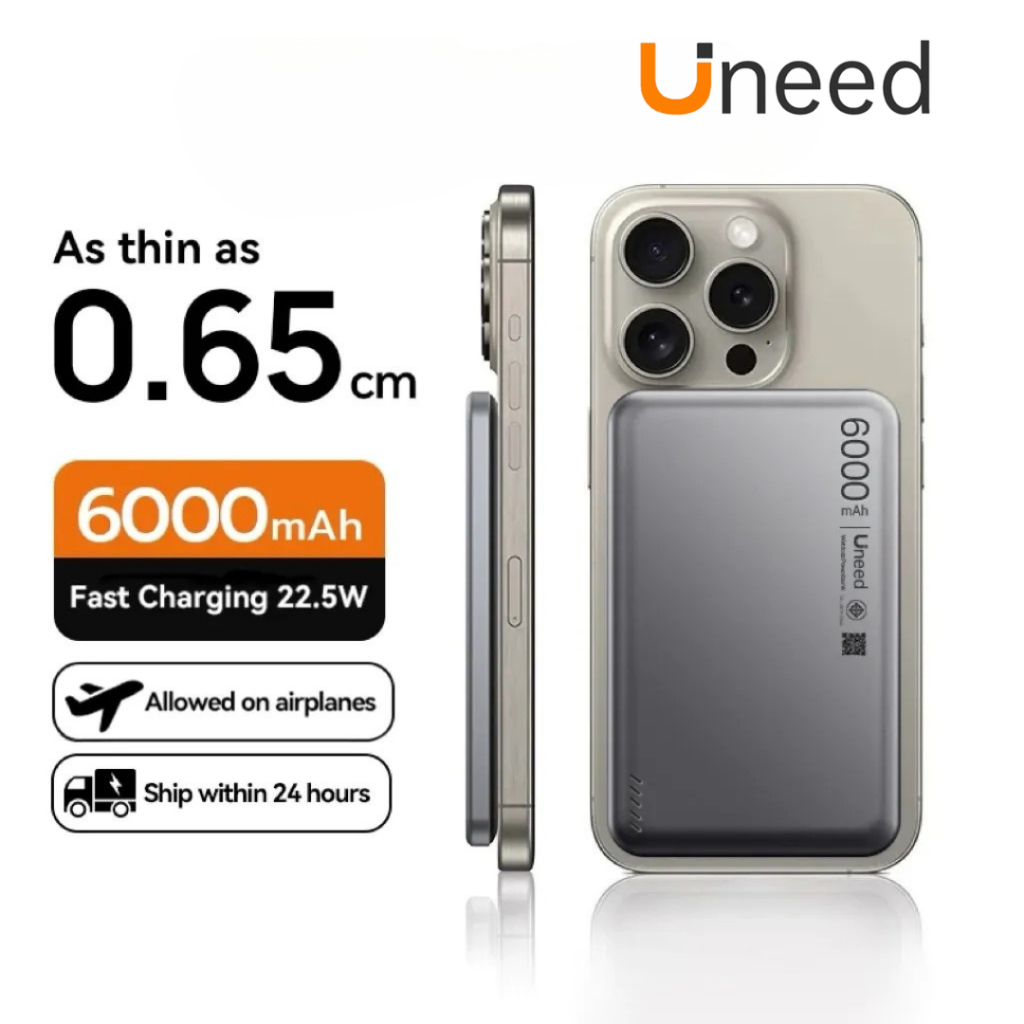 [Ultra Thin] UNEED Powerbank 6000/12000mAh Wireless original Magnetic ...