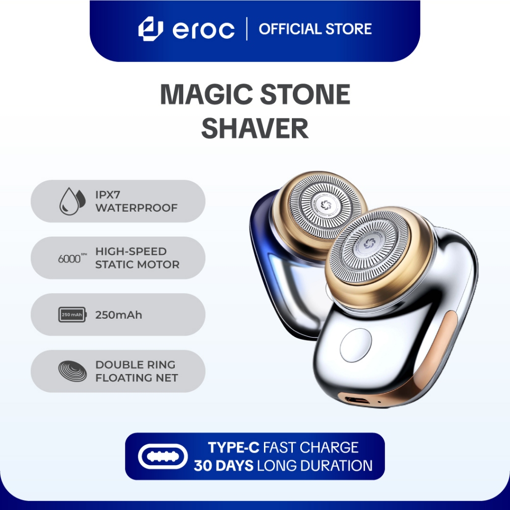 EROC Magic Stone Mini Shaver Portable Electric Shaver for Men IPX 7 ...