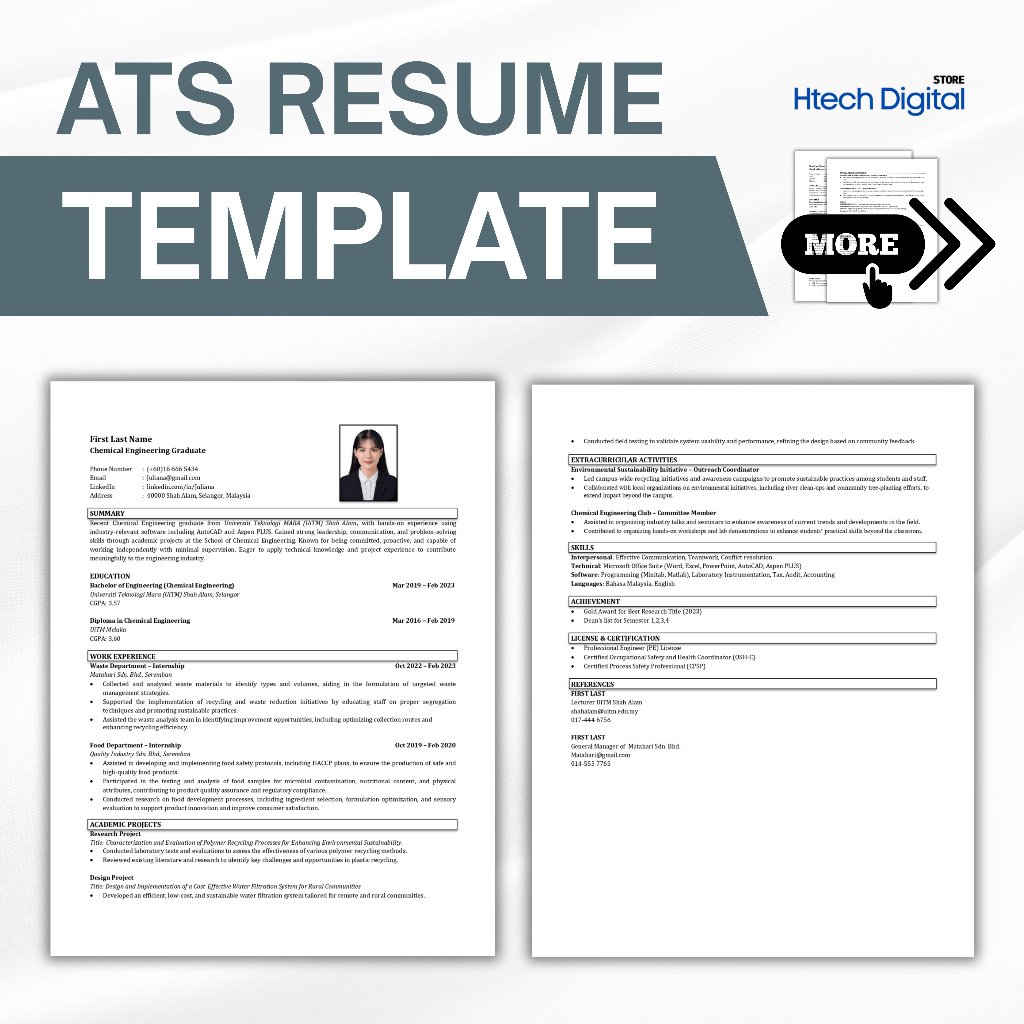 TEMPLATE ATS RESUME FRESH GRADUATE | EXPERIENCED | INTERNSHIP AUTO ...