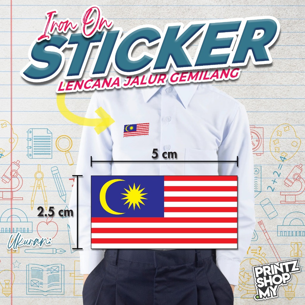 READY STOCK Bendera MALAYSIA/ NEGERI- Stiker Iron On Baju/Beg/Jersey ...