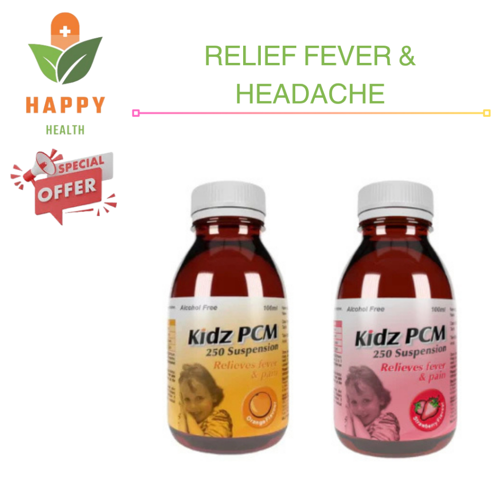 Kidz PCM 250MG Paracetamol Suspension 100ML - Relief of Fever ...