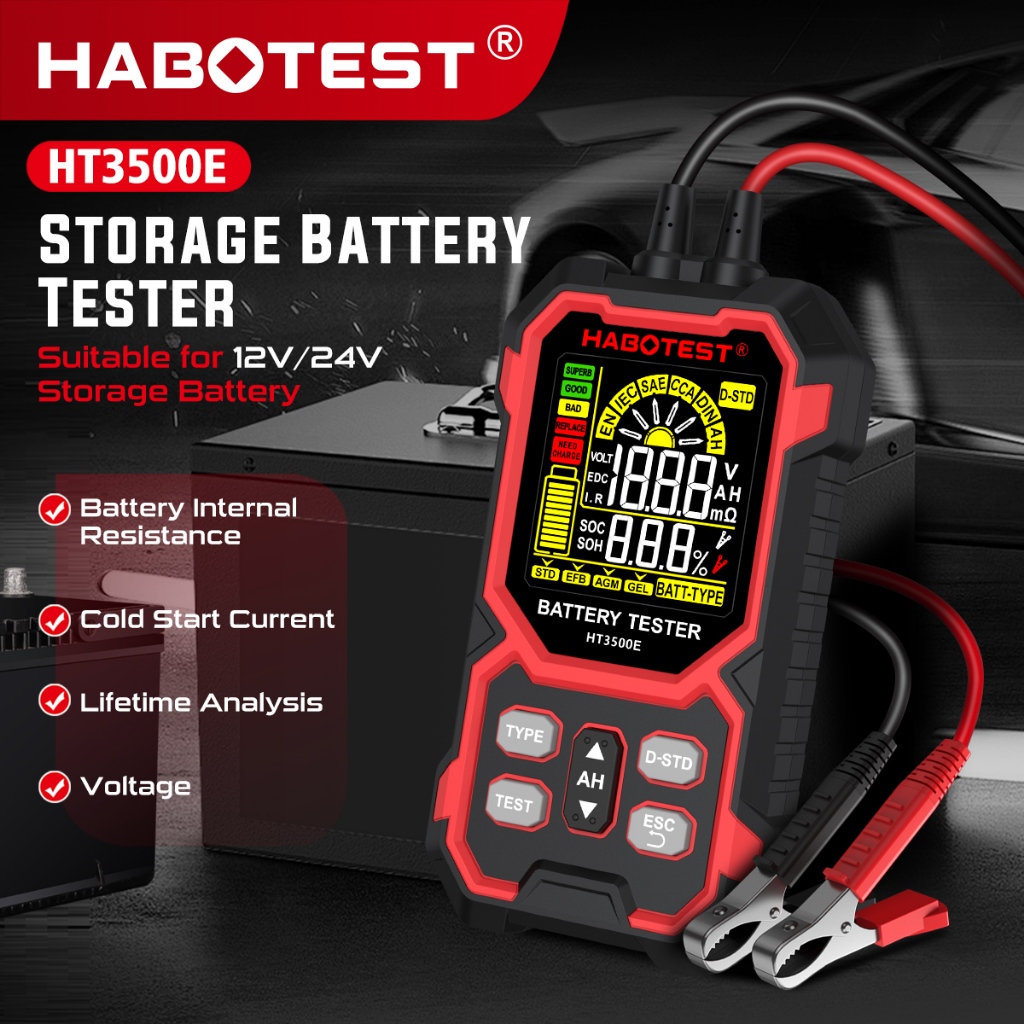 HABOTEST🔥HT3500E Black Car Battery Analyzer Tester 8V-30V BM550 Battery ...