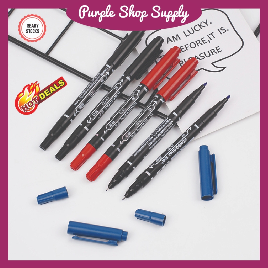 Permanent Marker Pen / 2 Head Marker Pen / 0.5 1.0mm Double Head ...