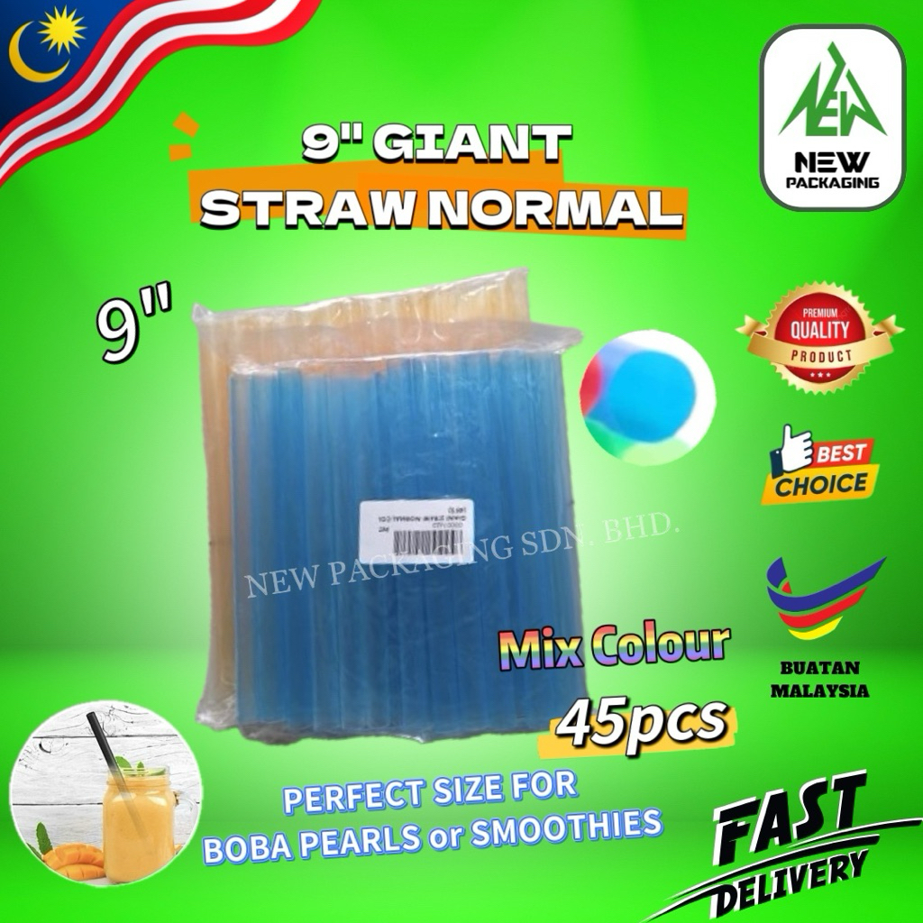 9" Giant Straw Blue & Orange Mix [45pcs] – Straw Besar Tanpa Tajam ...