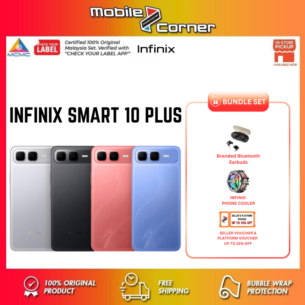 INFINIX Smart 10 Plus (4GB RAM//8GB RAM +128GB) | 6.67" | Android 15 | NFC | 6000mAh | Warranty ...