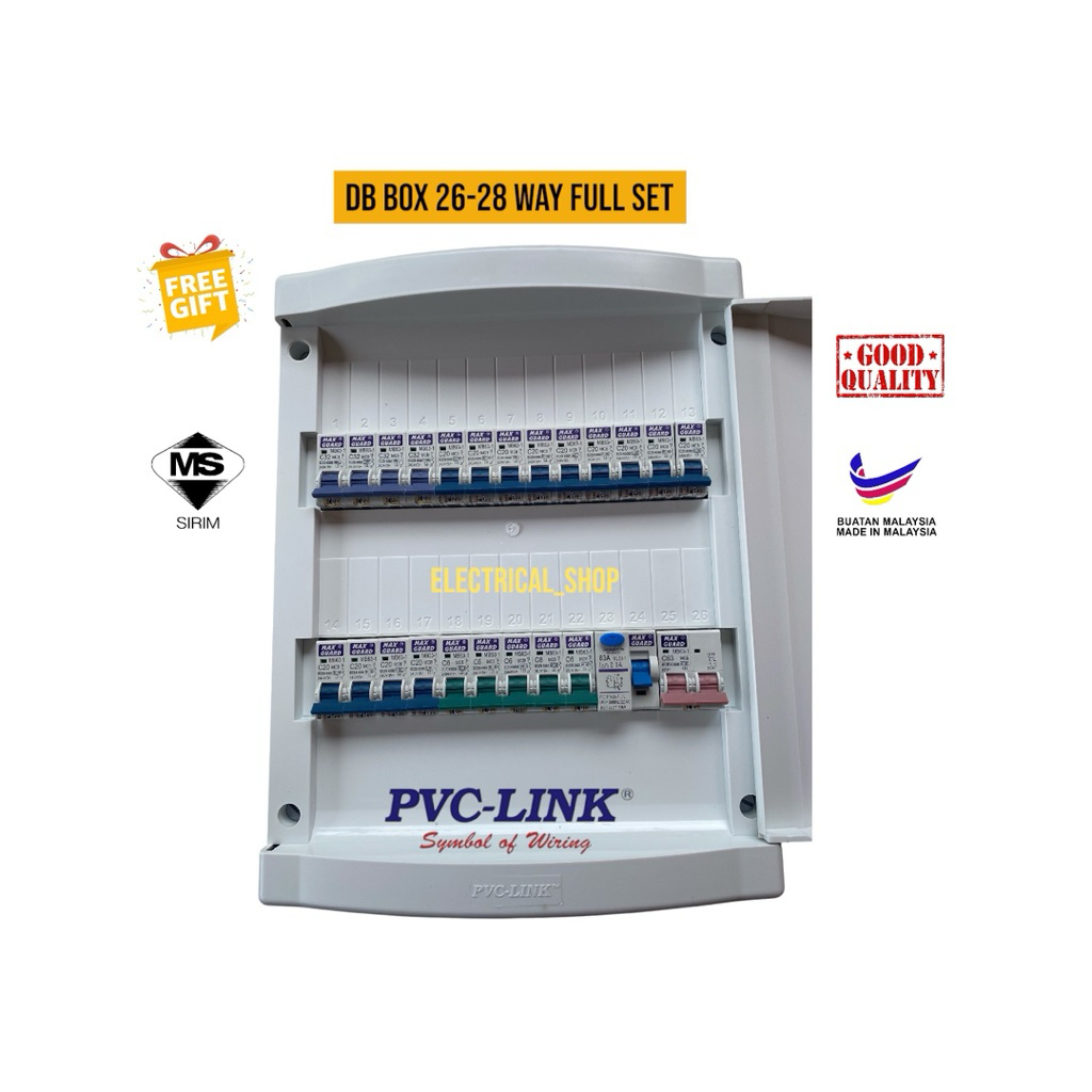 DB BOX 26 WAY-28WAY SINGLE PHASE 63A (FULL SET) MAXGUARD DISTRIBUTION ...