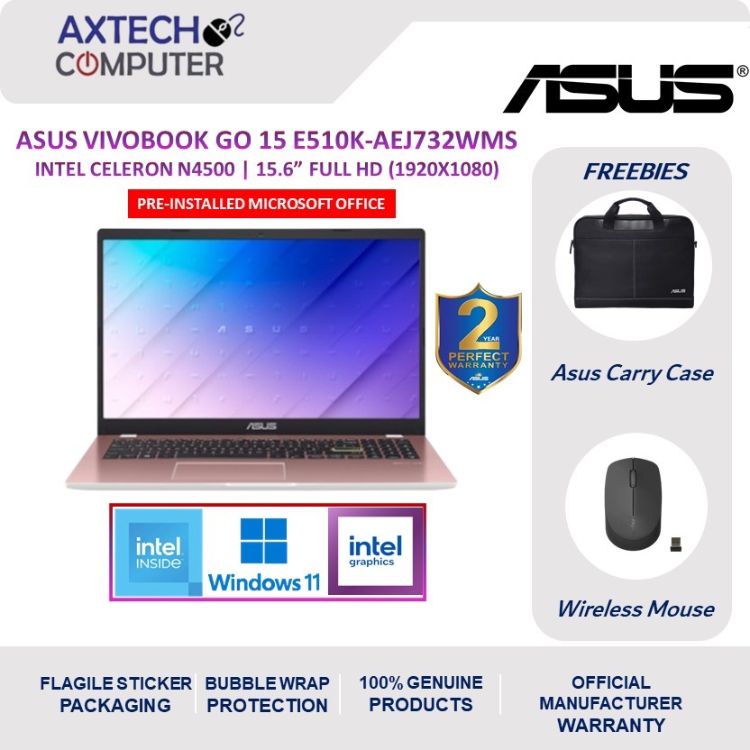 Asus Vivobook Go 15 E510K-AEJ732WMS 15.6'' FHD Rose Pink (Celeron N4500 ...