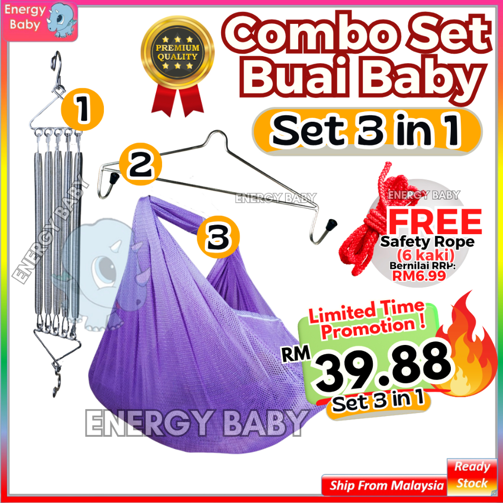 5-Spring 3 in 1 Baby Spring Cot Set Baby Cradle Net Hanger Alat-alat ...