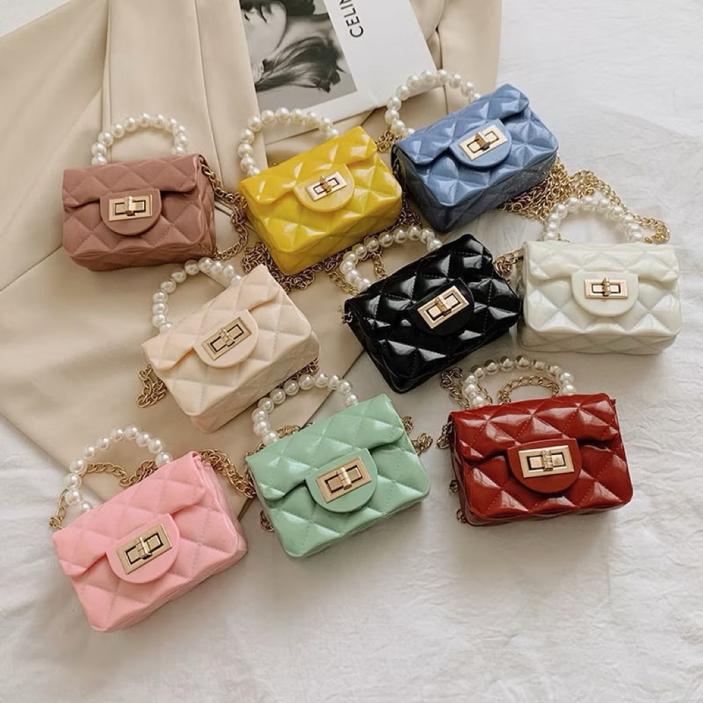 New Style Kids Small Crossbody Jelly Bag Small Pearl Handbag Coin Purse ...