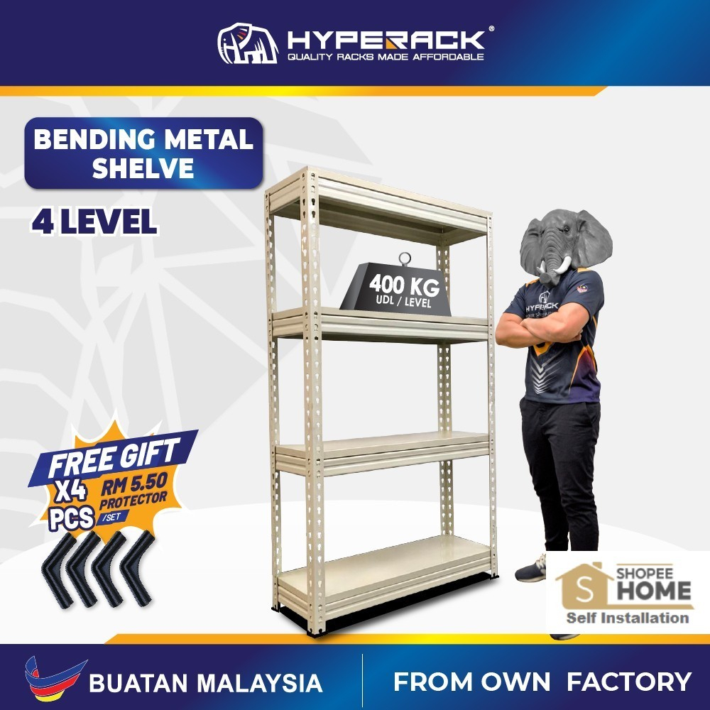 🐘[FREE SHIPPING] HYPERACK™️ Bending Metal Beige White 4 Levels Boltless ...