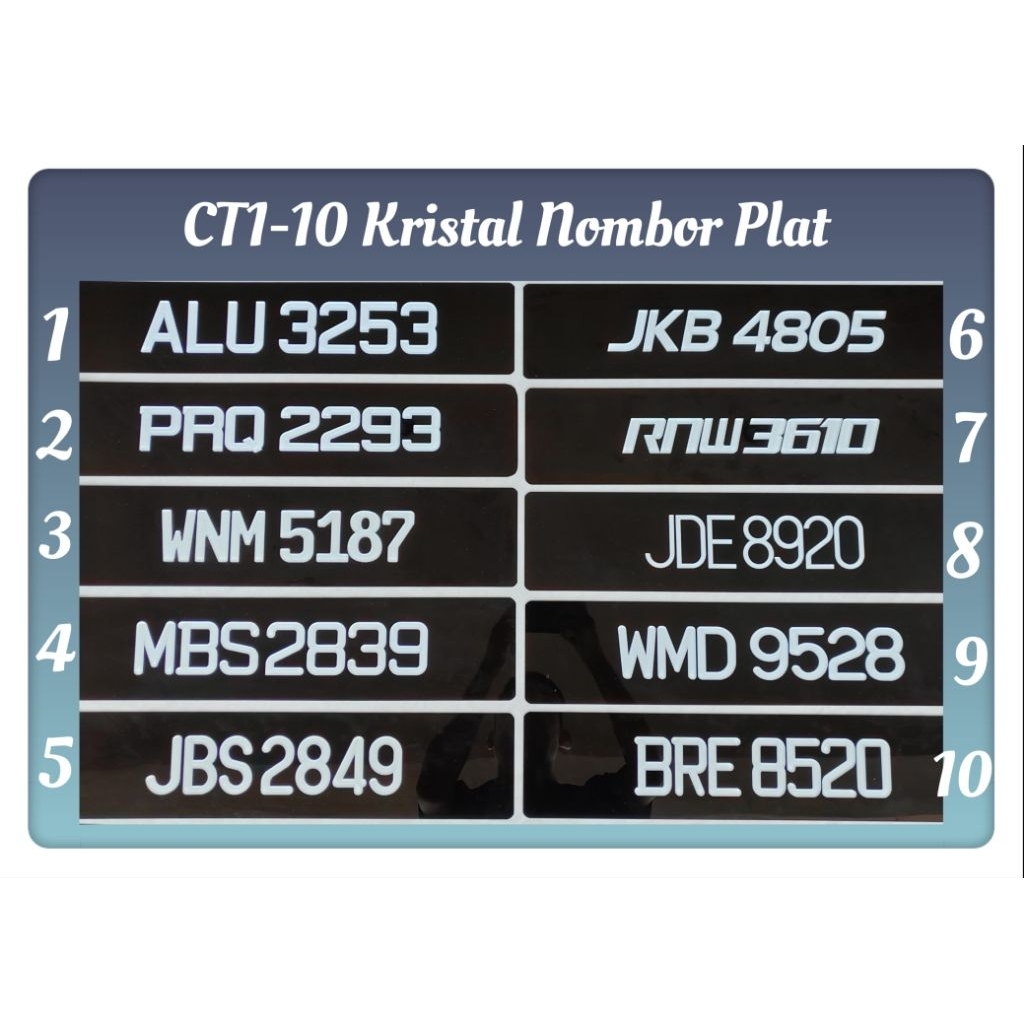 CT1-10_Kristal Nombor Plat Kereta/Crystal Number Plate/Car Plate/水晶车牌 ...