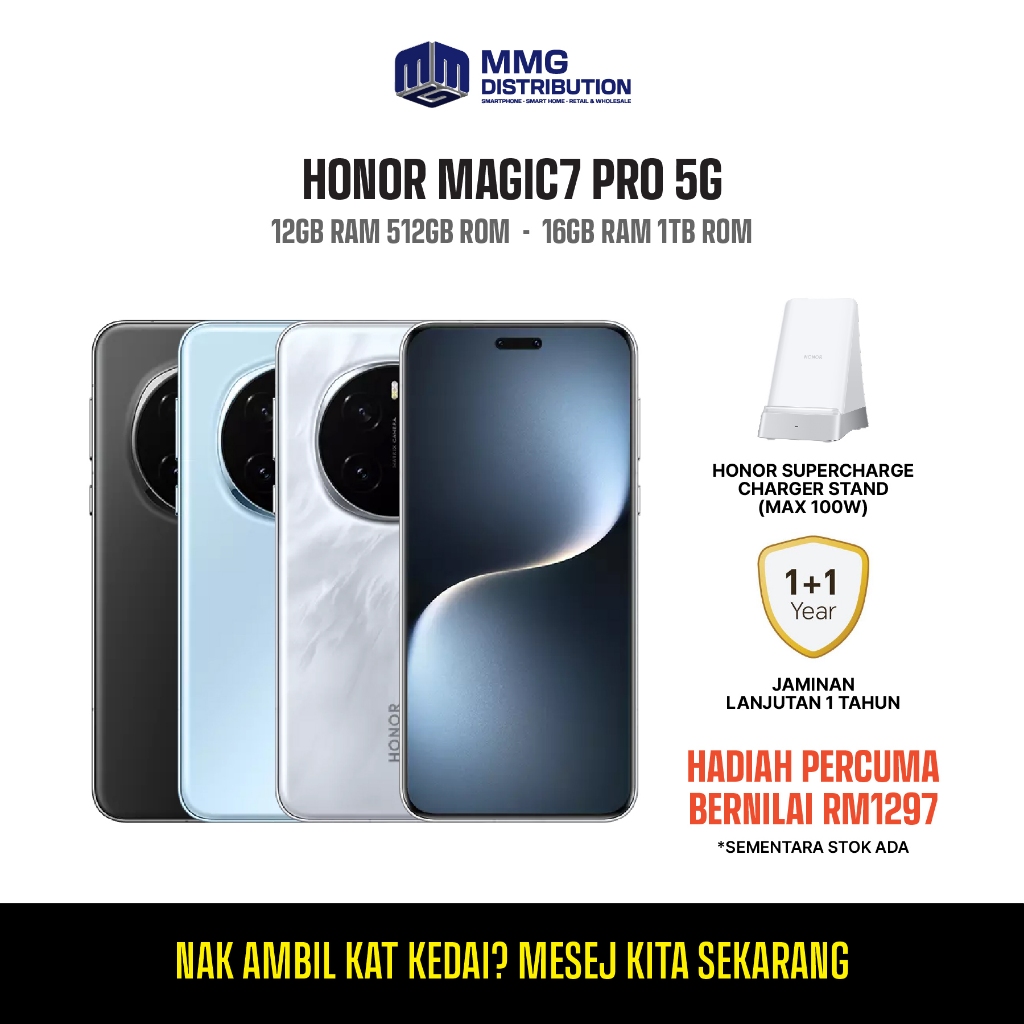 HONOR Magic 7 Pro 5G (16GB+1TB / 12+512GB) - STOK SEDIA ADA, 1 Tahun HONOR Malaysia Waranti ...
