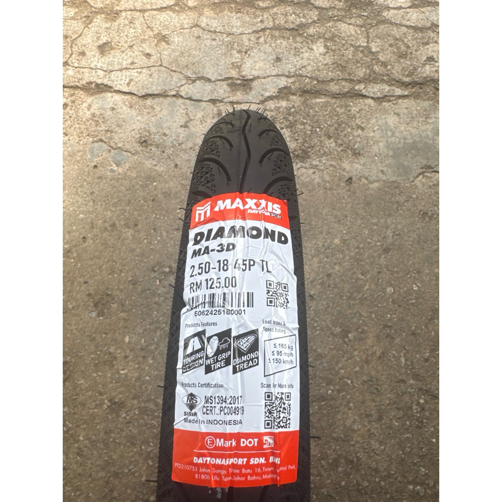 MAXXIS DIAMOND MA-3D 2.50x18 TAYAR SOTONG RXZ TYRE TUBELESS 25018 ...