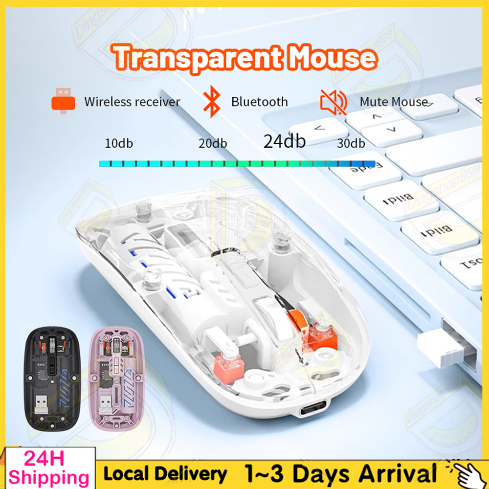 Transparent Bluetooth Mouse Wireless Silent Rechargeable Mouse Magnetic ...