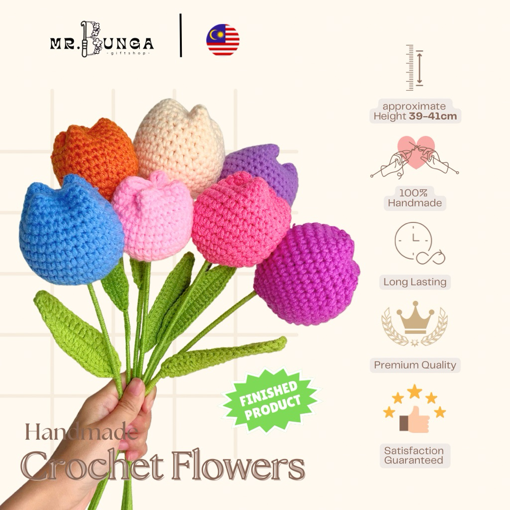 [Finished Product - One Stalk ] Handmade Crochet Flower – Tulip ...