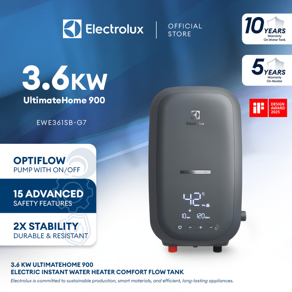 Electrolux UltimateHome 900 Electric Instant Water Heater With Rain Shower EWE361SB-G7 Home ...