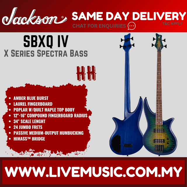 Jackson X Series Spectra Bass SBXQ IV Electric Guitar, Laurel FB, Amber ...