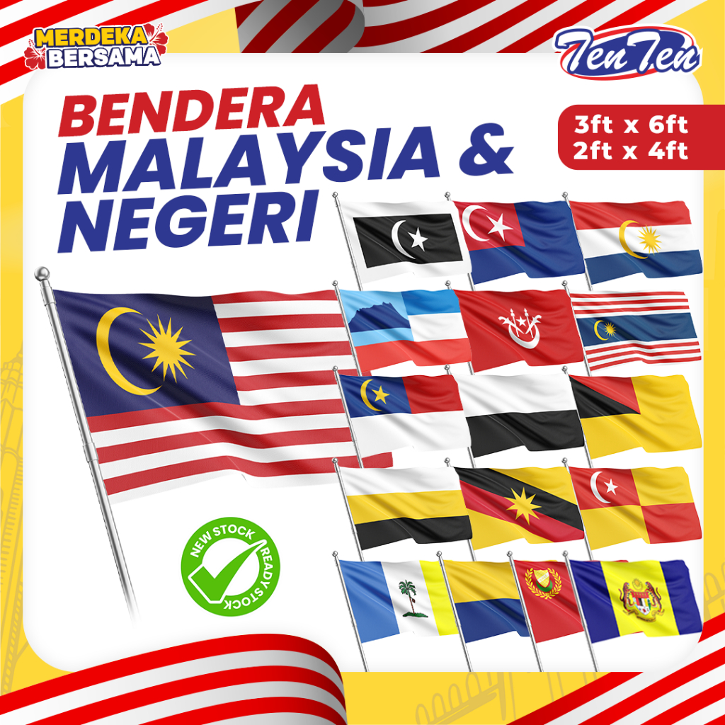 TEN TEN MALAYSIA Flag Bendera Malaysia Bendera Negeri Bendera All ...