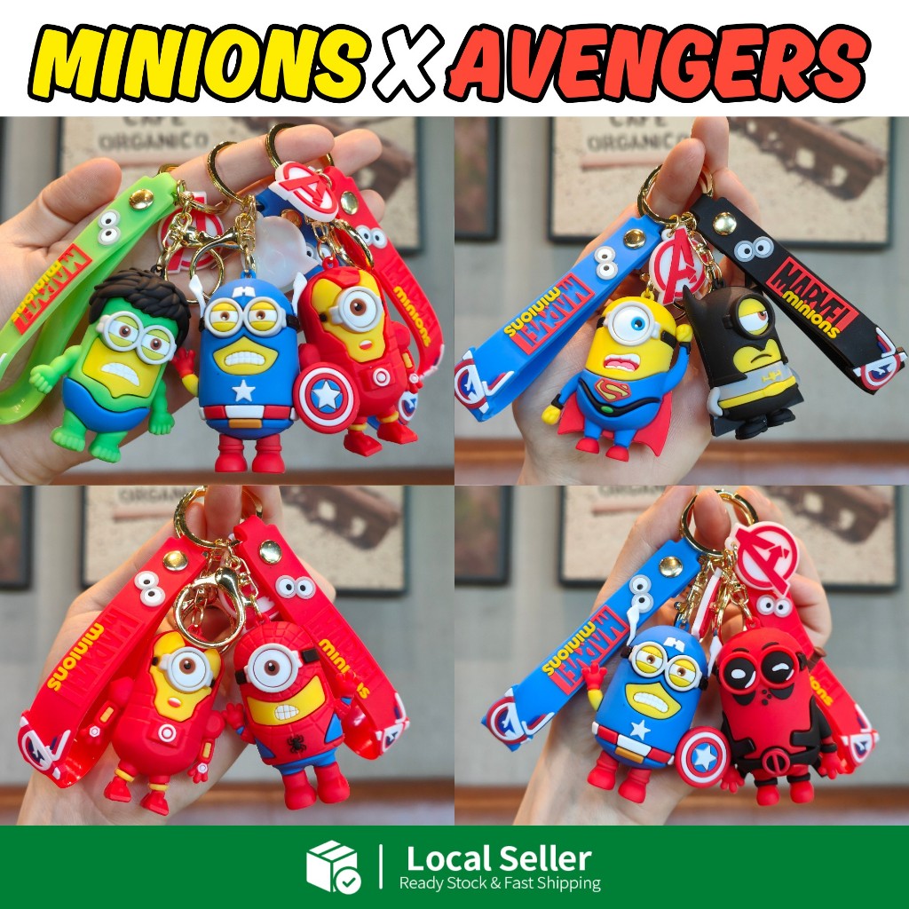 Minions X Marvel Keychain Minions & Avengers Figure Keychain Superman ...