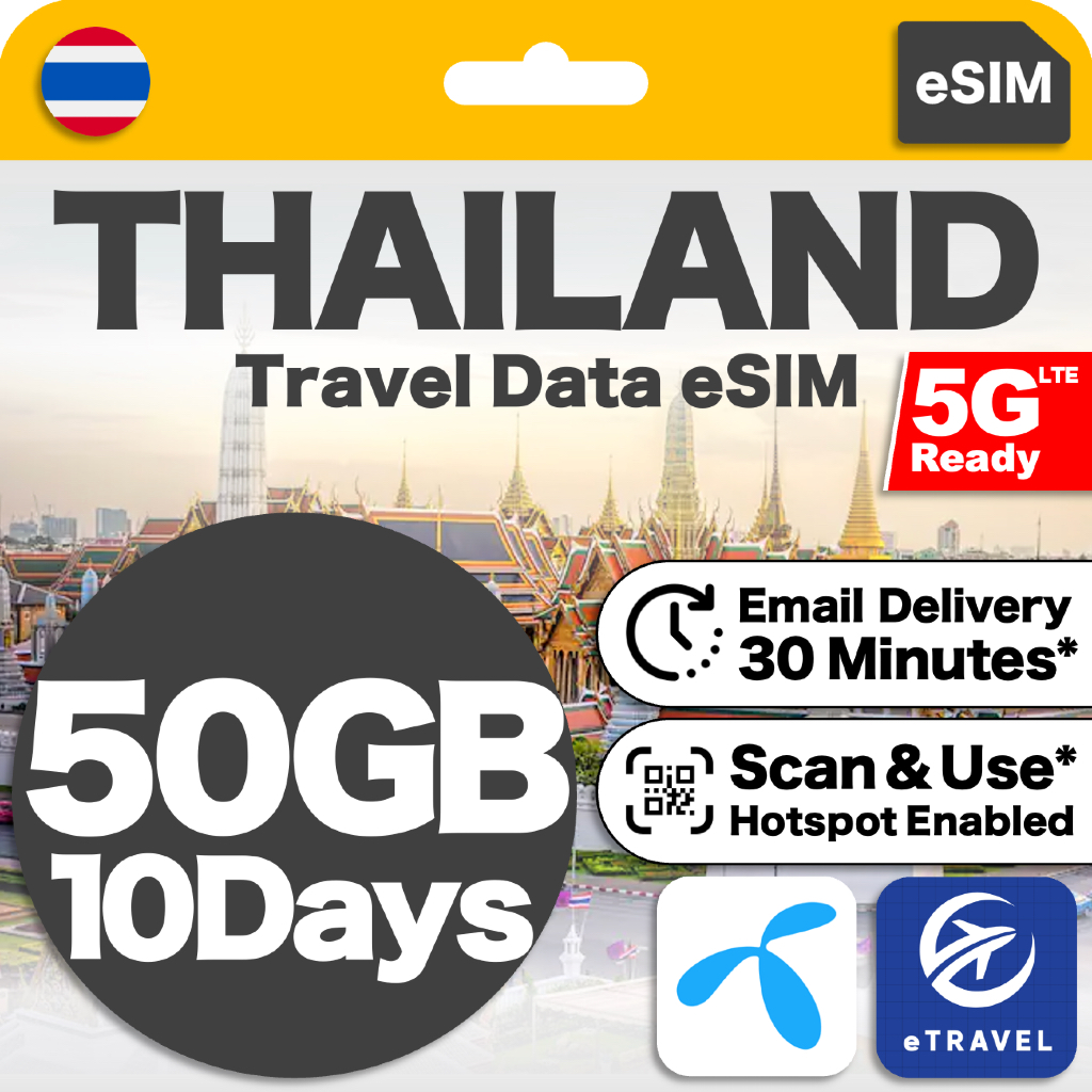 eSIM Thailand 5G DTAC Unlimited Data 泰国 | eTravel Bangkok, Hatyai ...