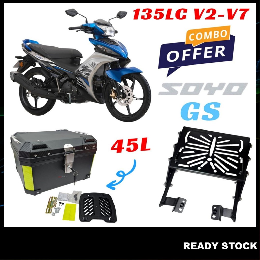 (Yamaha 135LC V2-V7) SOYO 45L Kotak Box Motosikal+GS Adjustable Rack ...