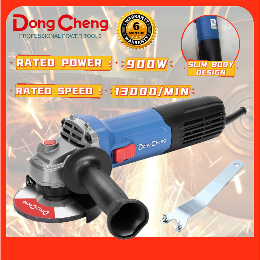 Dong Cheng DSM21-100 Electric Angle Grinder 4'' Slim Body Type 900w Mesin Pemotong Besi | Shopee ...