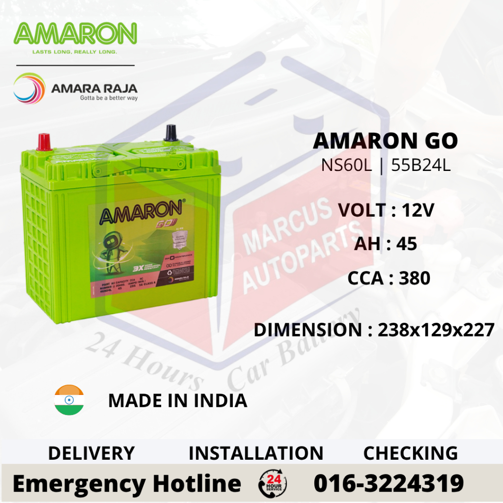 AMARON GO NS60L | 55B24L AUTOMOTIVE CAR BATTERY | Shopee Malaysia