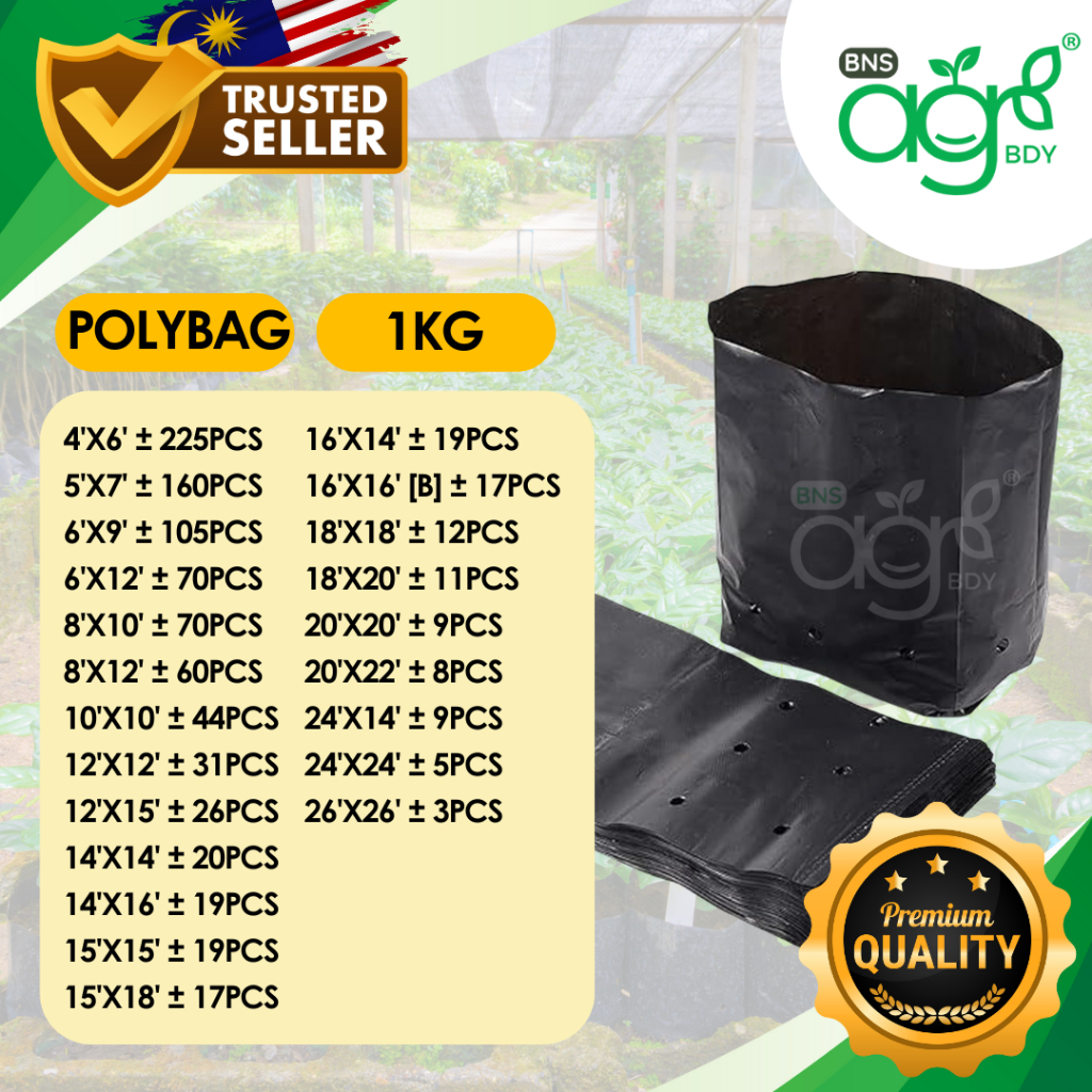 [1KG] AgroBuddy Polibeg Hitam Extra Tebal Polibag Nurseri Fertigasi ...