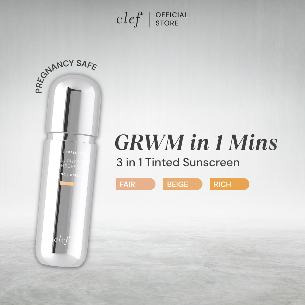 CLEF Skin Perfecting Tinted Physical Sunscreen 50ml | No White Cast ...