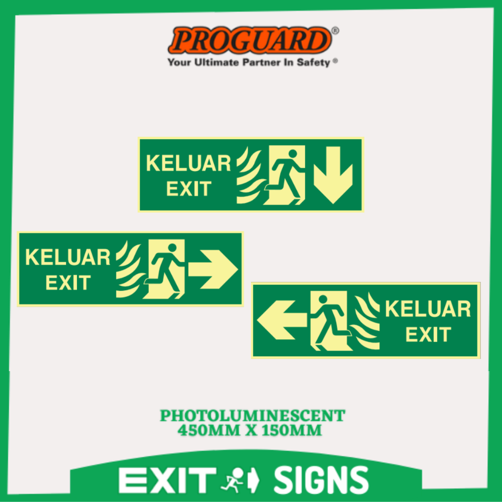Emergency Building Escape Photoluminescent Fire Exit Keluar Safety Sign ...