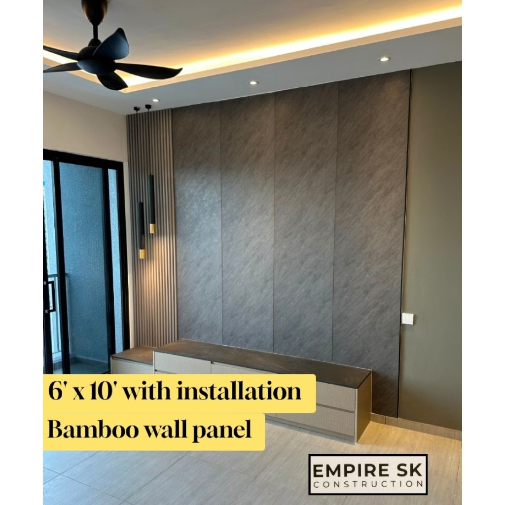 Tv wall(BCF board)电视墙/Living Area/office Wall Bamboo Wall Panel 60cm x ...