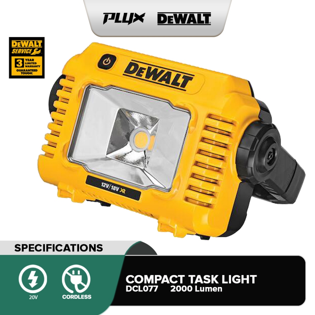Dewalt DCL077-XJ 12/18V Cordless Compact Task Light, 2000 Lumen, 3 ...
